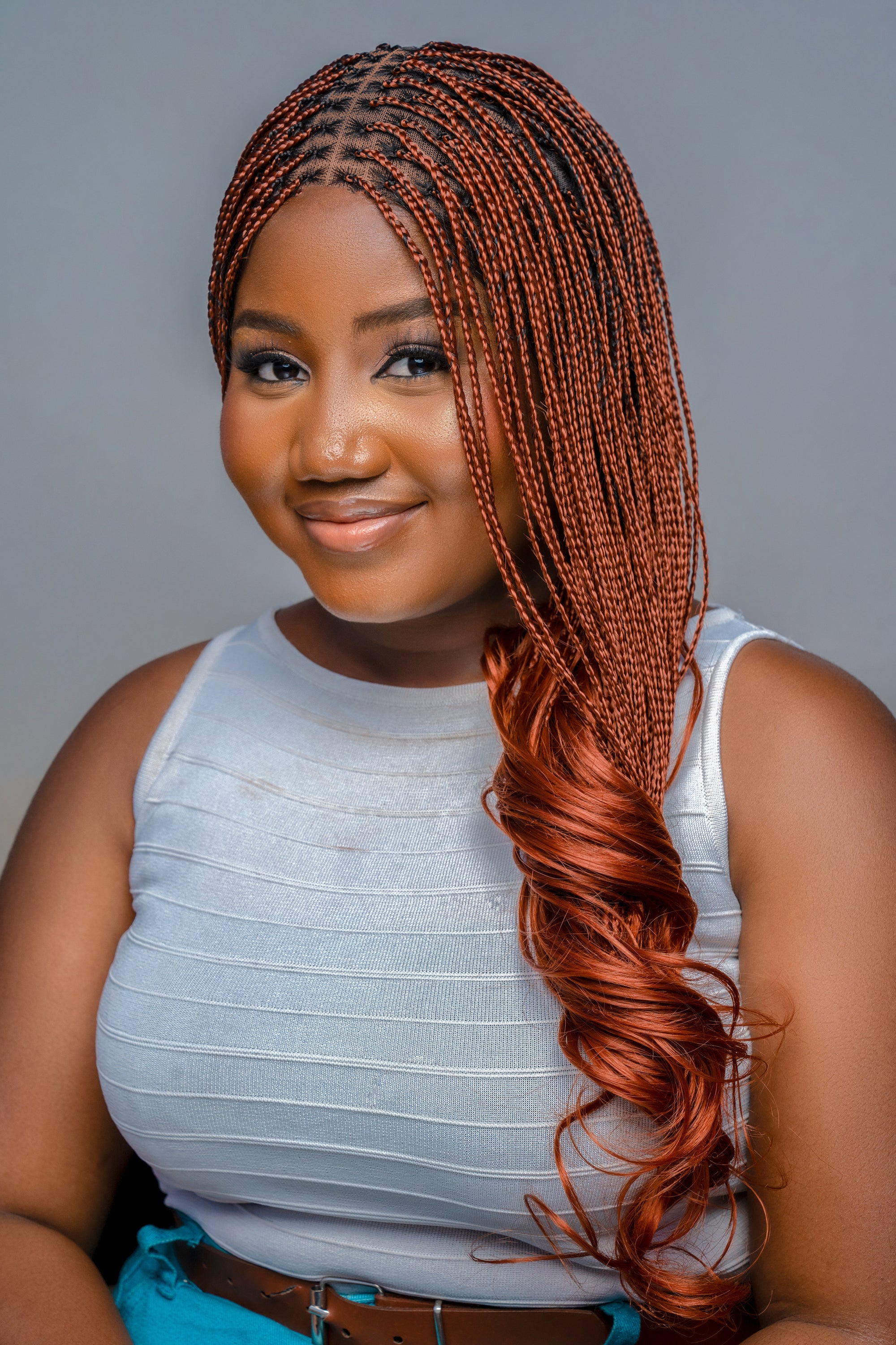 Shop this 18" French Curl Knotless Wig – Hand Braided on 360 HD Lace